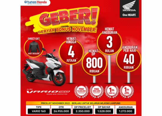 Sales Promo Honda VARIO 160- GEBER (Gebyar Bonus November)