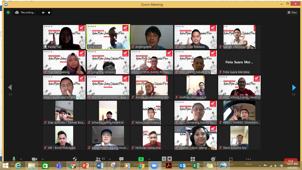 Apresiasi Pers, Astra Motor Jateng Gelar Gathering Virtual Sahabat Pers