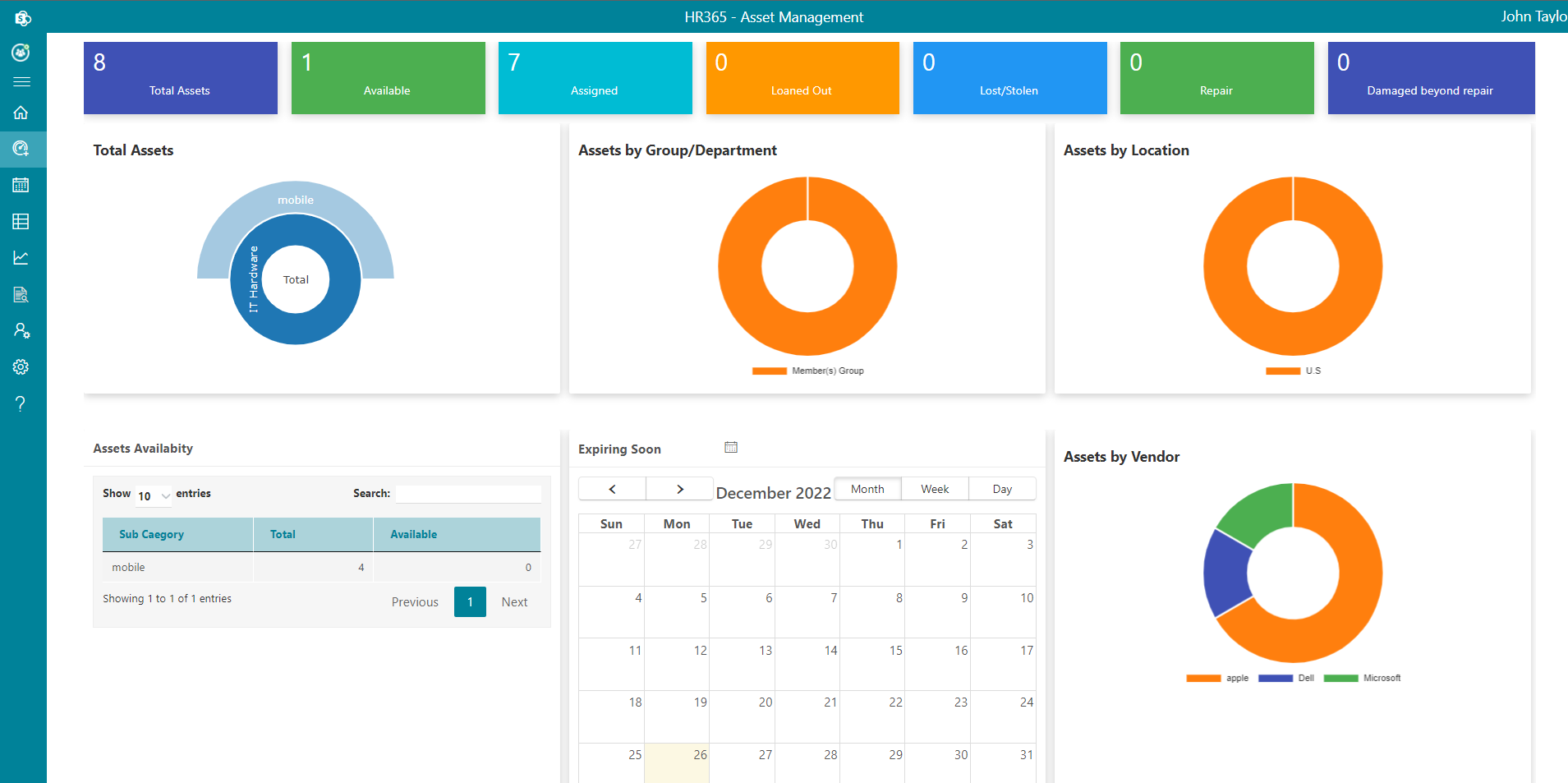 Global Asset Management Software I Best HR365 Asset Tracking