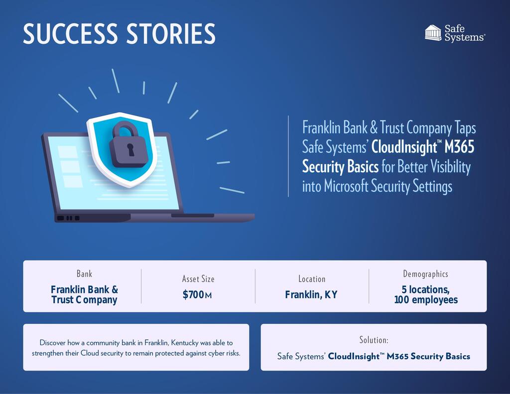 Franklin Bank Trust Company uses CloudInsight M365 Security Basics for Microsoft Security Reporting
