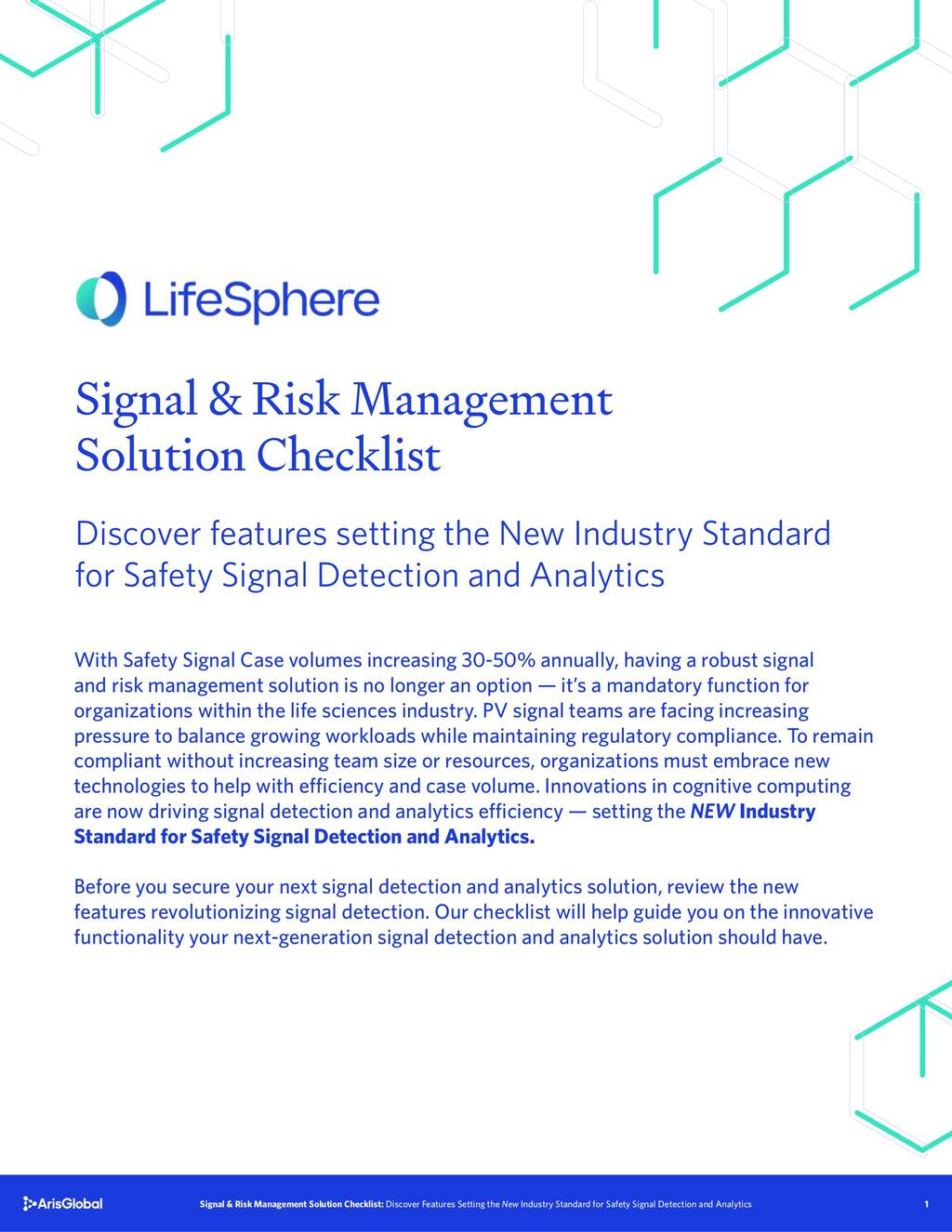 LifeSphere Signal and Risk Management Solution Checklist