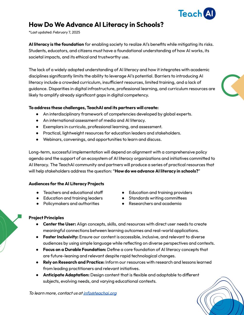 One Pager_TeachAI AI Literacy Projects